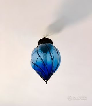 Lampadario vetro blu