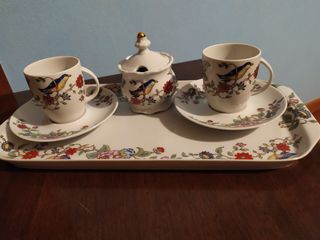 SERVIZIO CAFFÈ PER DUE IN PORCELLANA DECORO A MANO