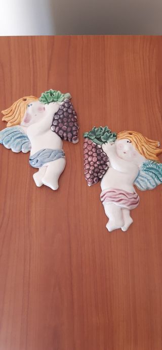 coppia angioletti in ceramica 