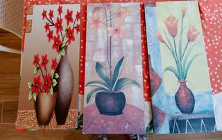 3 quadri con stampa floreale