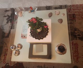 Tavolinetto salotto in vetro temperato e legno