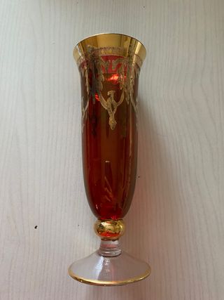 Set bicchieri rossi bordati in oro zecchino