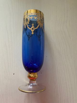 Set bicchieri blu bordati in oro zecchino