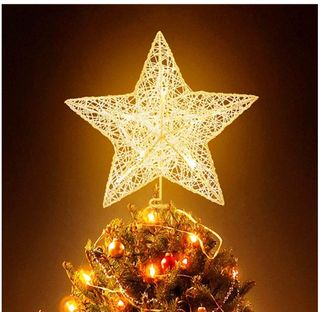Albero Natale Topper LED stella star batteria oro