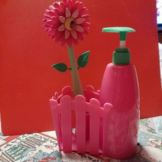 dispenser per sapone e spazzola per lavaggio piatt