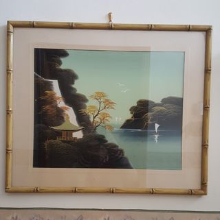 Quadro vintage giapponese dipinto su seta