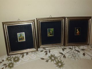 3 QUADRI IN MINIATURA 4x3 quadri famosi in cornice