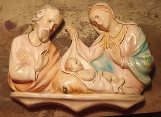 Scultura con Madonna Giuseppe e Gesù Bambino '50