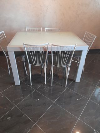 tavolo vetro e acciaio + 6 sedie