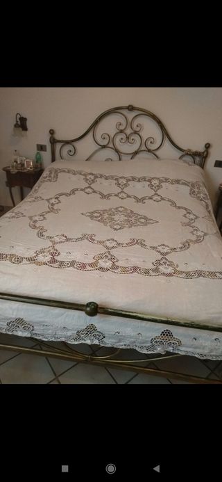 copriletto vintage puro lino intarsiato damasca