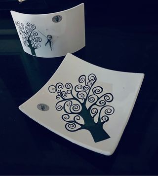 Orologio da tavolo in vetro bianco