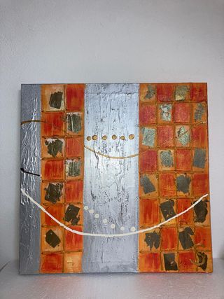 Quadro particolare arancione e argento.