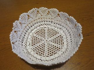 Centrino cestino inamidato cotone bianco