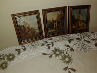 3 CROMOLITOGRAFIA ARTE SU SETA 9,5x11 in cornice