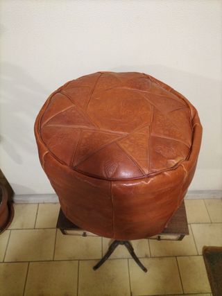 Pouf vintage in pelle,anni 70