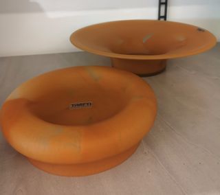 Centro Tavola e vaso in vetro arancione Tratti