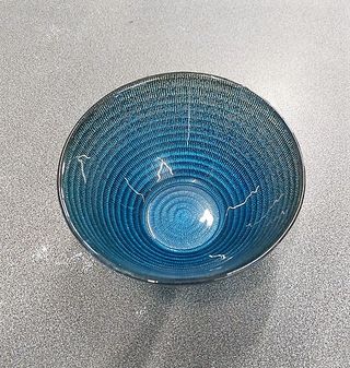 Ciotola - Coppa in vetro decorato blu artigianale