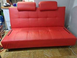 DIVANO LETTO ROSSO IN ECOPELLE