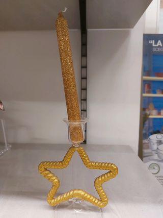 Portacandela e candela stella oro IVAT