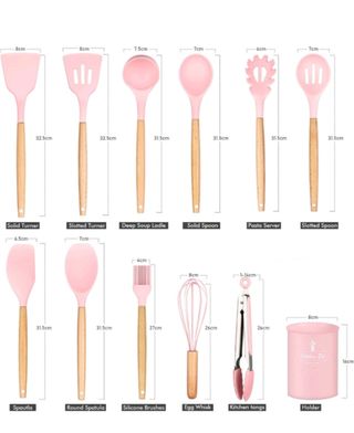 Utensili Cucina Silicone Set 11pz Mestoli Manico L