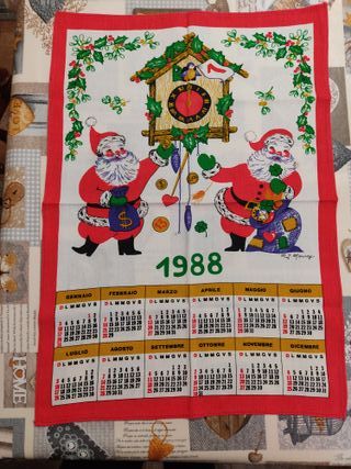 2 strofinacci con calendario 1988