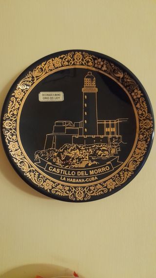 Cuba piatto in ceramica decorato mano oro