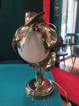 lampada palma in metallo dorato boccia in vetro
