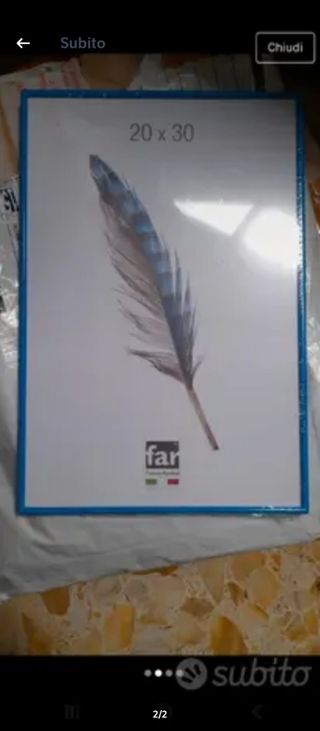 cornice parete/tavolo nuova 20x30 azzurra in PVC