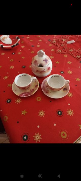 set thun 2 tazzine + 2 piattini + zuccheriera