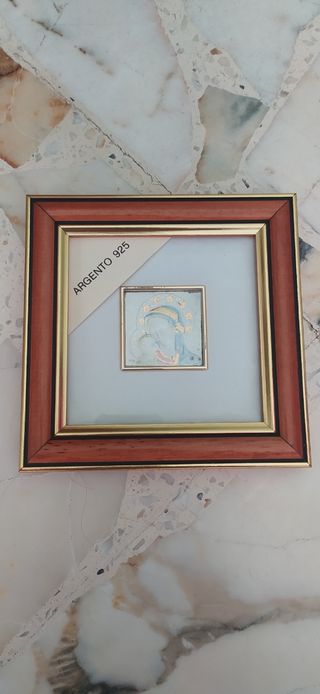 quadro madonna e gesù con argento 925