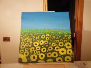 Quadro tela 40x40 dipinto a mano girasoli