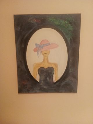 Tela dipinta a mano. Tempere e glitter