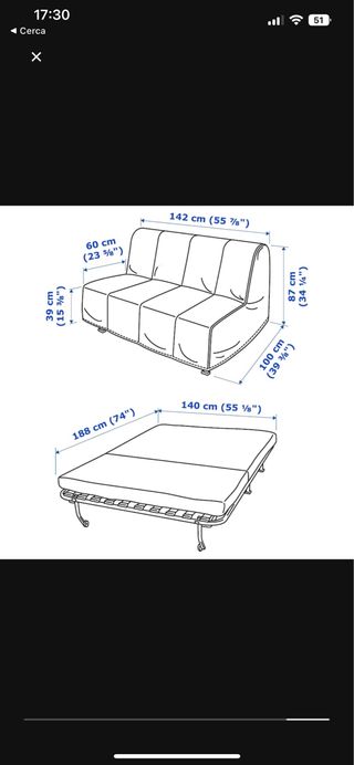 Divano letto 2 posti modello Lycksele Ikea