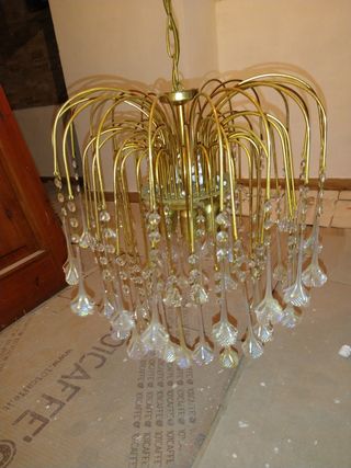 Lampadario in vetro di murano e ottone