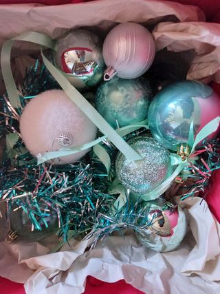 set palline per albero verde, argento