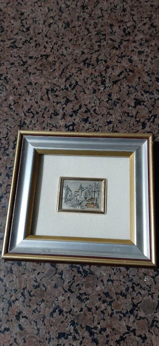 1 quadretto cornice legno sbalzo artistico argento