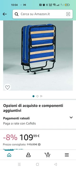 Italia Dmora Letto Pieghevole, Brandina con Rete