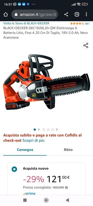 motosega BLACK+DECKER GKC1820L20 Elettrosega litio