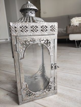 Lanterna portacandela metallo traforato stile Indi