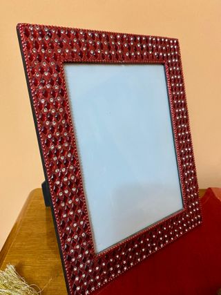portafoto rosso con diamantini