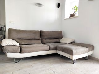 Divano Poltronesofà 3 posti + pouf microfibra