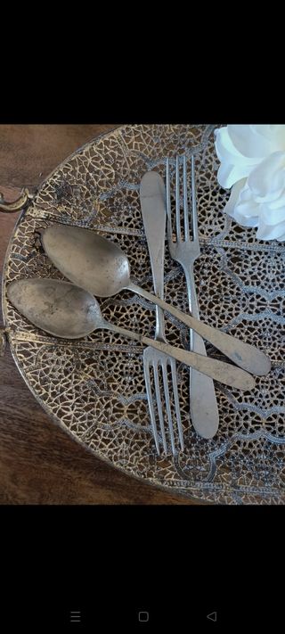4 posate in argento alpacca 