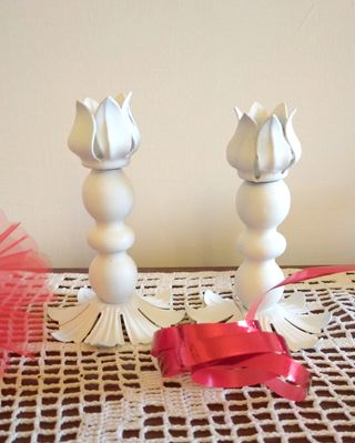 Coppia portacandela bianco #shabby