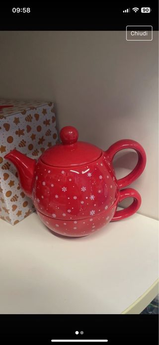 Teiera ceramica fiocco di neve