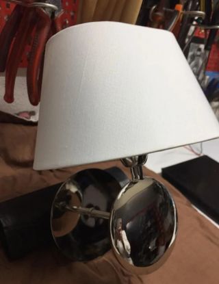 Lampada Applique Cromo Lucido Con Paralume bianco