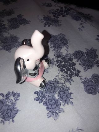 Elefantino rosa  in porcellana e argentp
