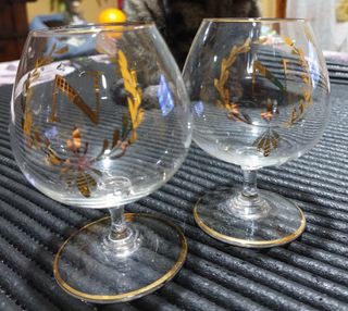 2 bicchieri  da cognac con stemma Napoleone 