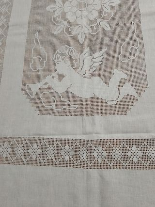 tovaglia x12 con tovaglioli tutta a mano lino bian