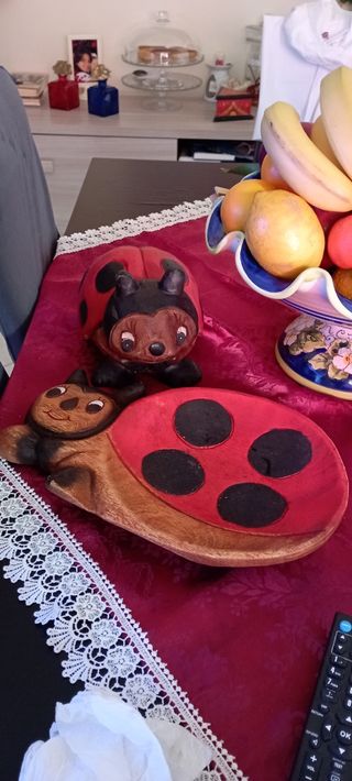 Svuotatasche più coccinella in legno