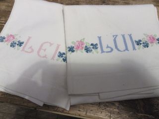 asciugamani lui/lei ricamati a mano